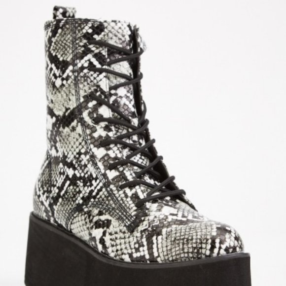 Shoes | Python Skin Pattern Platform Boots | Poshmark